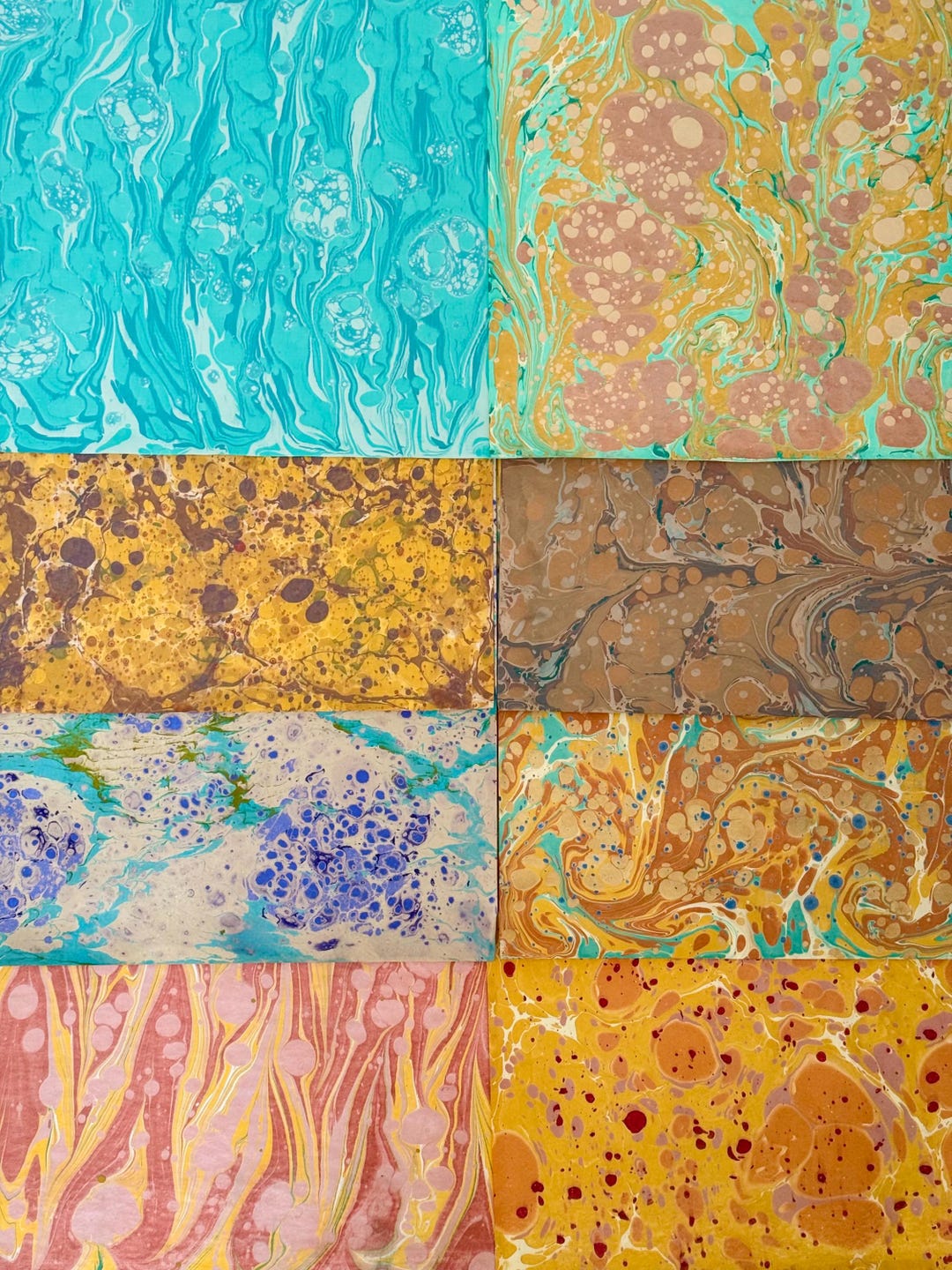 8x A4 Size Hand Marbled Papers Set Colorful - Etsy
