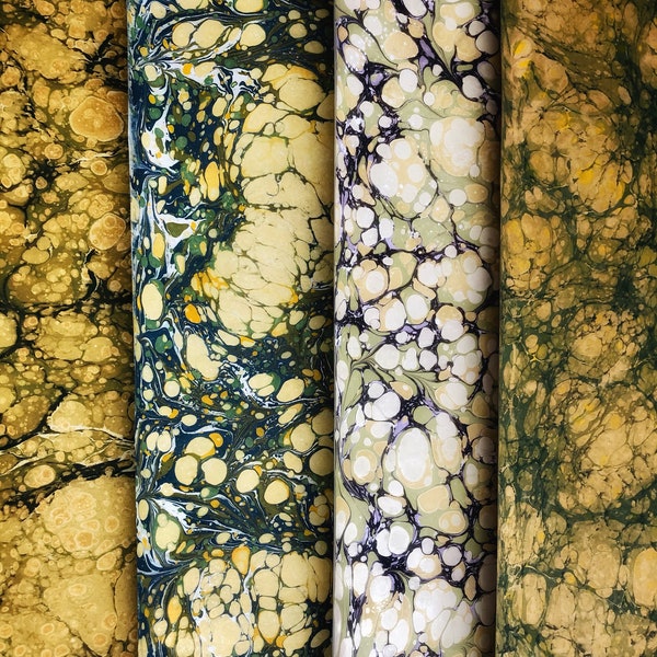 Green Marbled Paper - Etsy