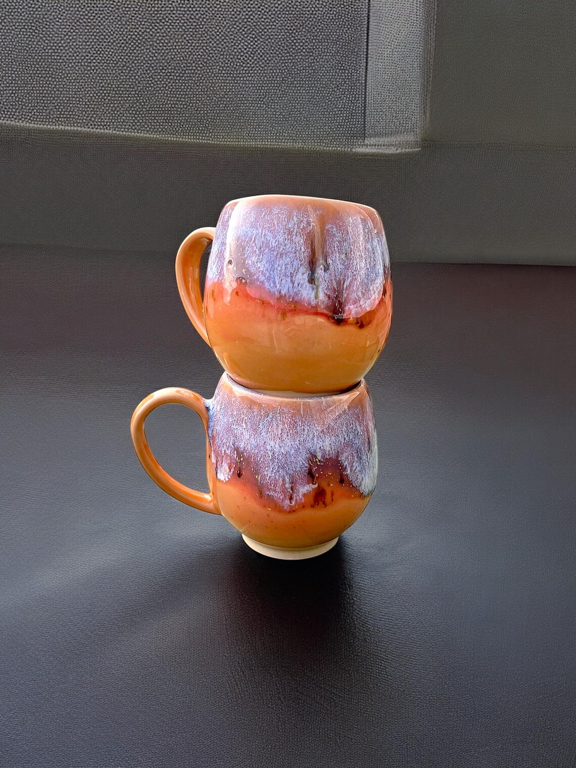 Ceramic Cup for Coffee, Orange and Purple Coffee Cup, Handmade Coffee ...