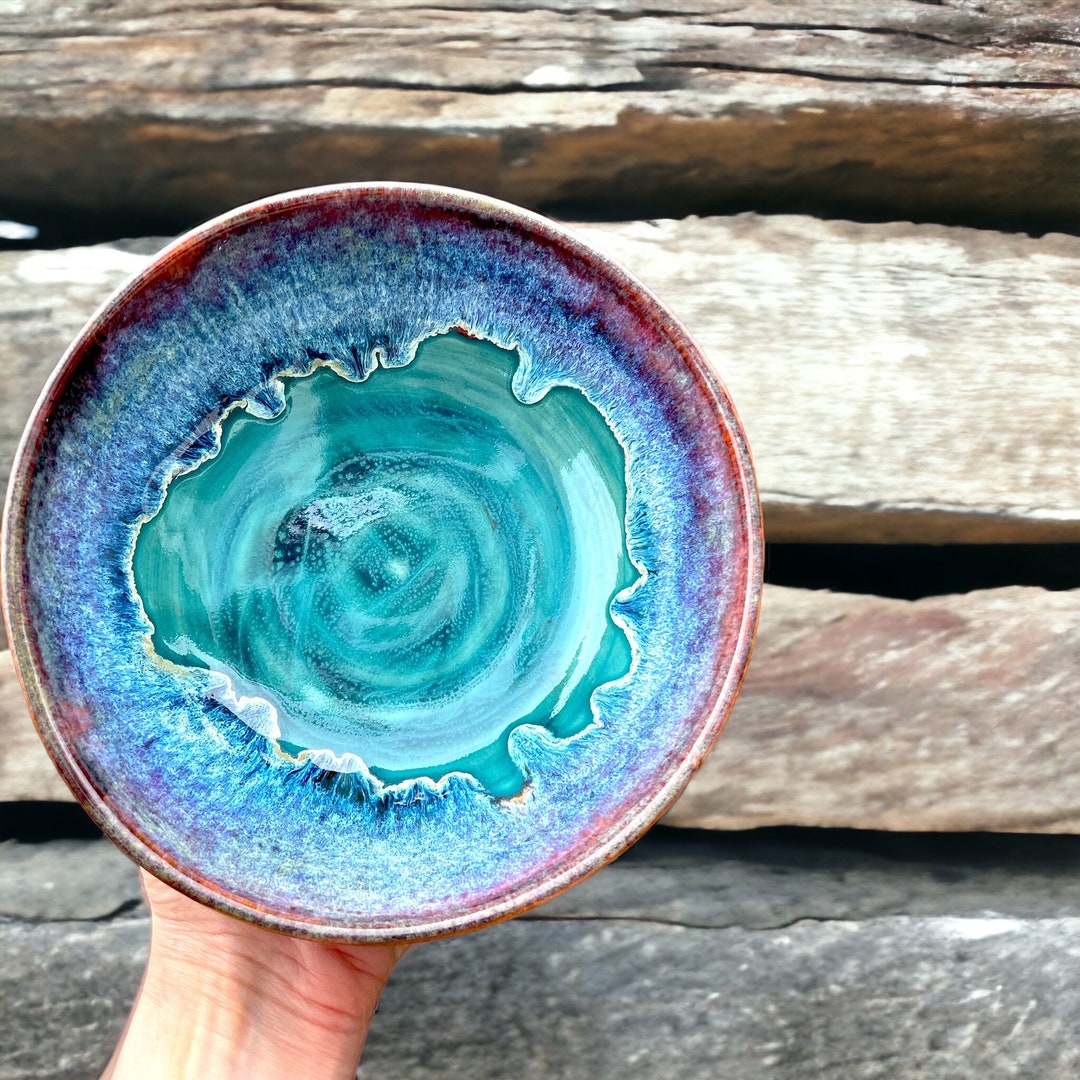 Handmade Forest Blue Large Stoneware Organic Bowl, Volcanic Touch ...