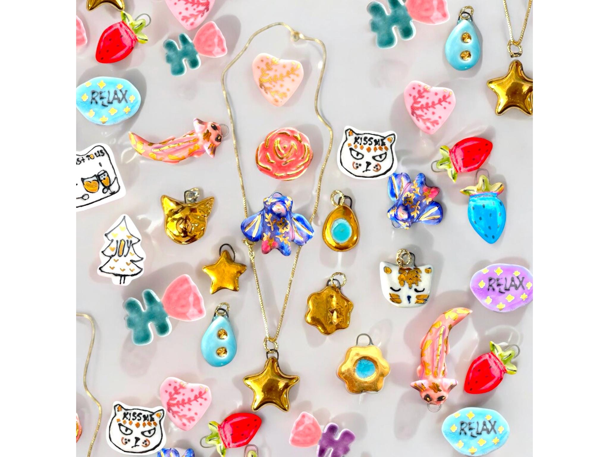 Custom Porcelain Charms and Pins .more Options Available .ceramic Beads ...