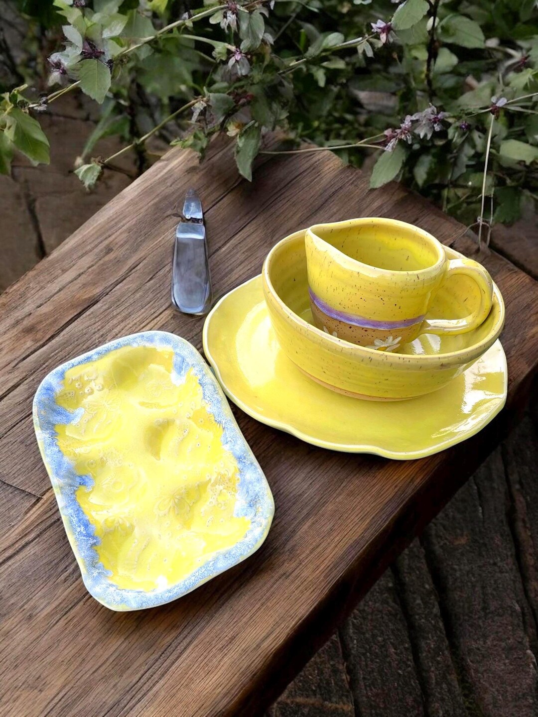 Yellow Dinnerware Sets, Yellow Pottery Set, Yellow Stoneware Set ...