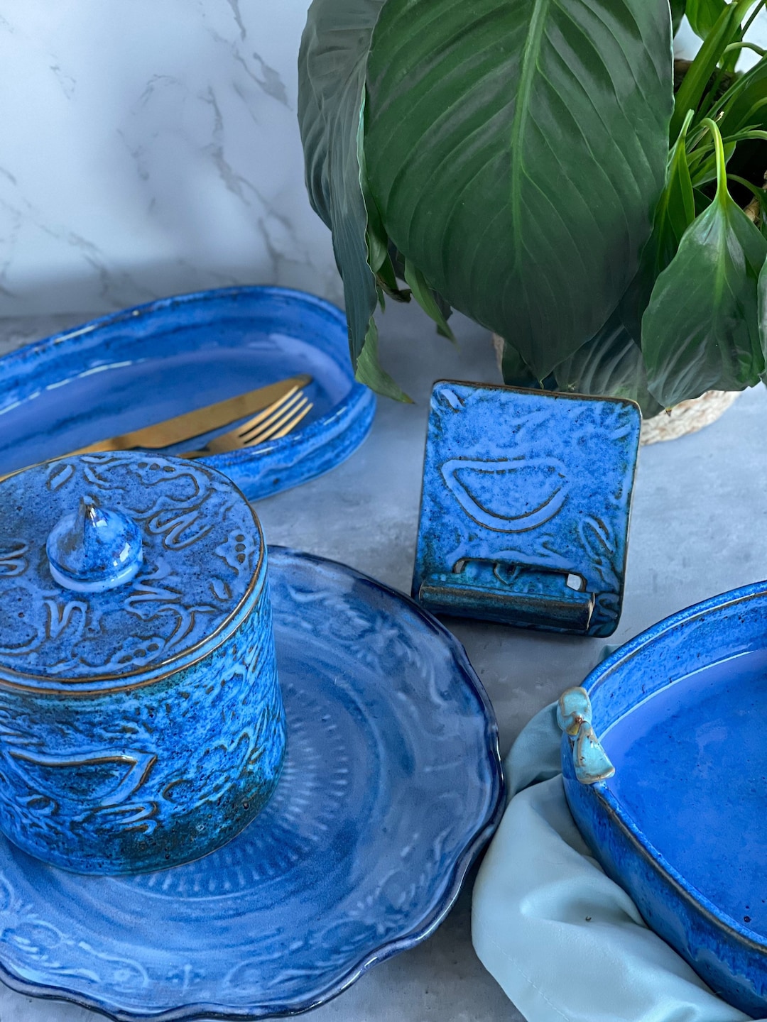 Oven Cooking Pottery SET for Baking , Speckled Pottery Set , Heat ...