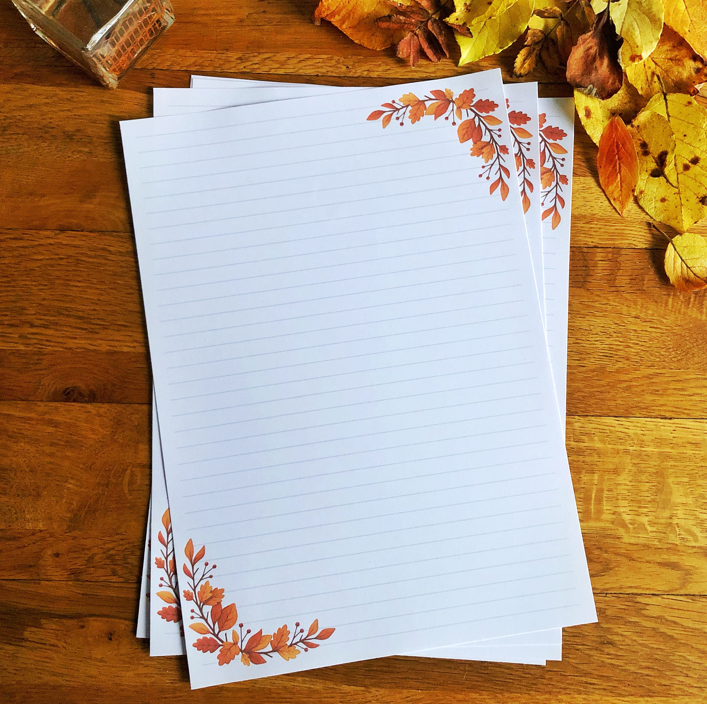 Autumn Leaves Letter Writing Paper Digital Download JW Letter Writing ...