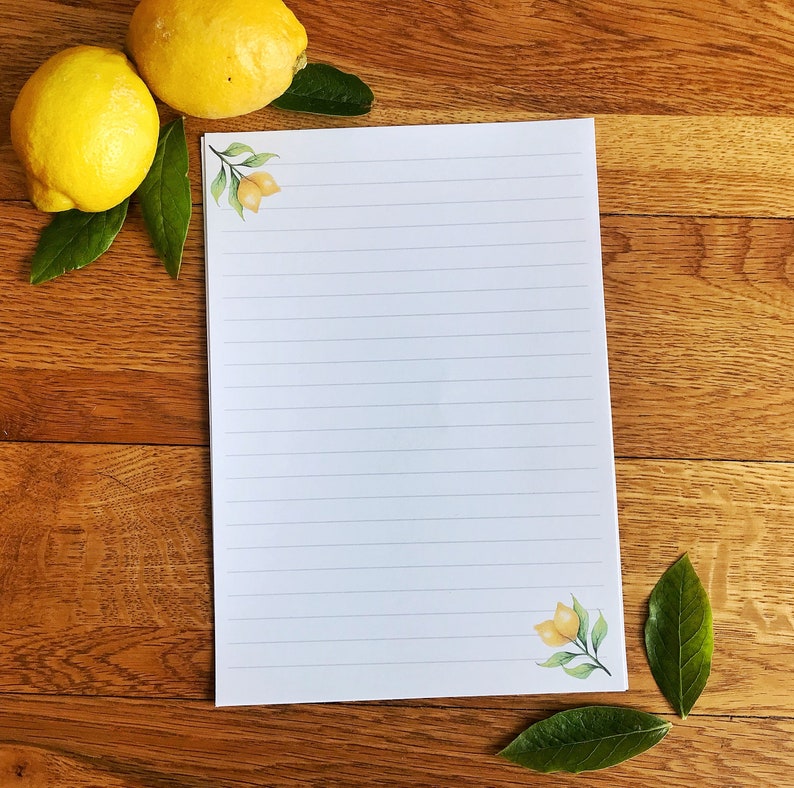 Lemon Writing Paper: A4/A5, Lined or Blank Sheets - Etsy UK