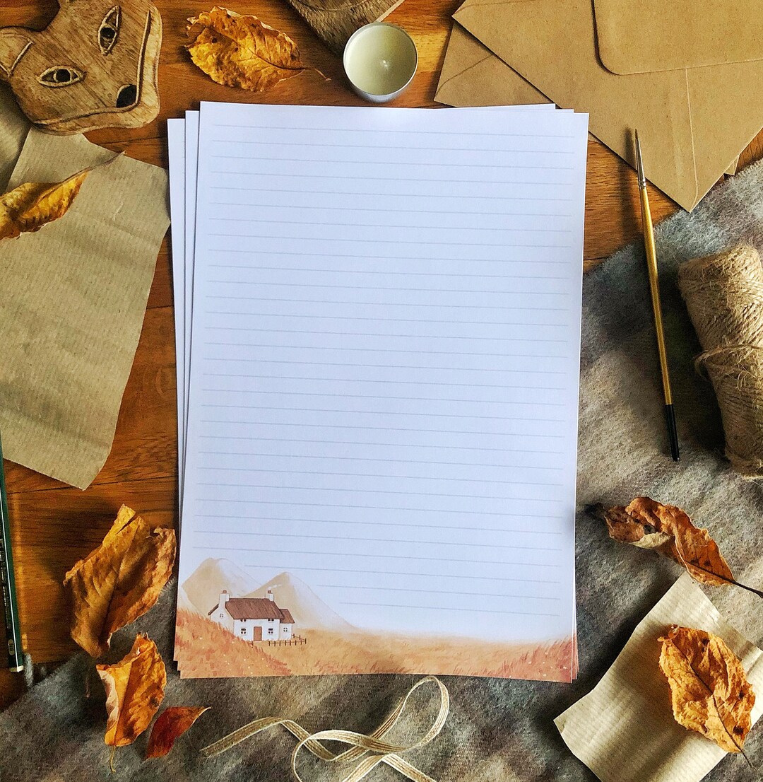 Autumn Cottage Writing Paper: A4/A5, Lined or Blank, Penpal Letter Set ...
