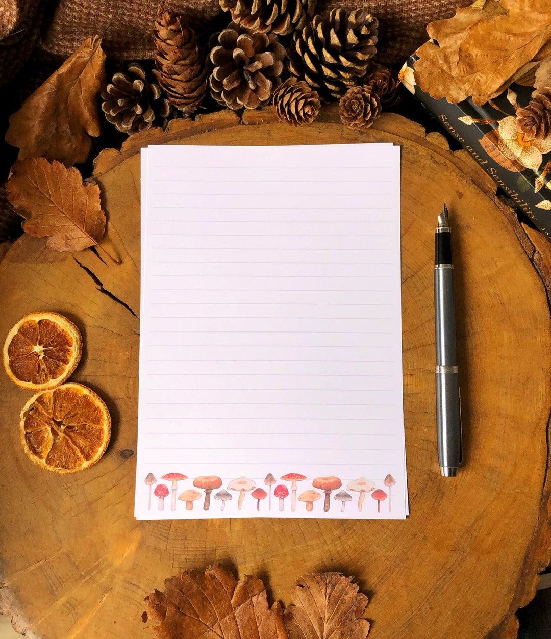 Autumn Mushroom Writing Paper A4 and A5 Sizes, Lined and Blank, JW ...