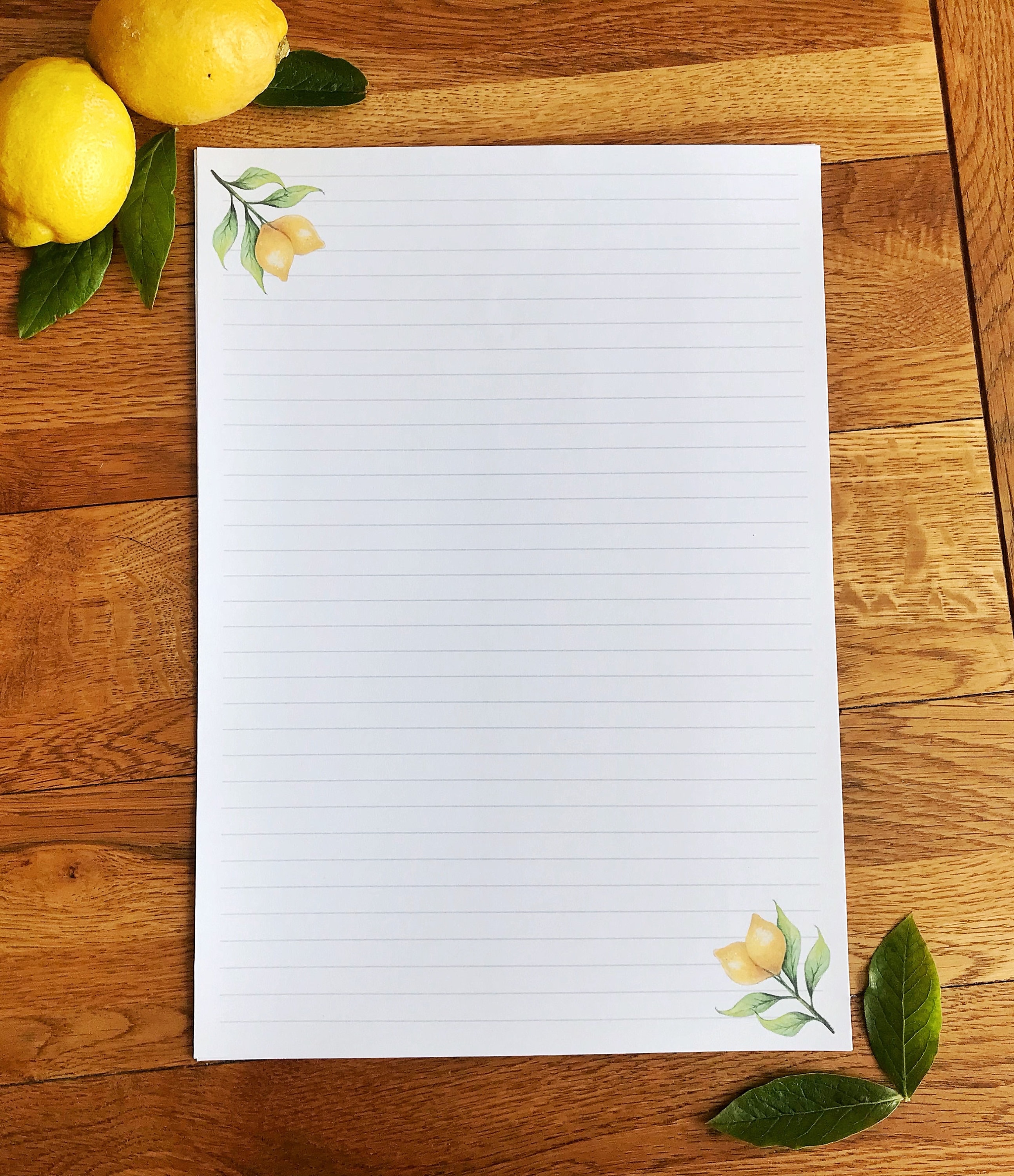 Lemon Writing Paper: A4/A5, Lined or Blank Sheets - Etsy UK