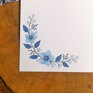 Blue Floral Writing Paper - A4 and A5 Sizes, Lined and Blank, JW Letter ...