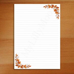 Autumn Leaves Letter Writing Paper Digital Download JW Letter Writing ...