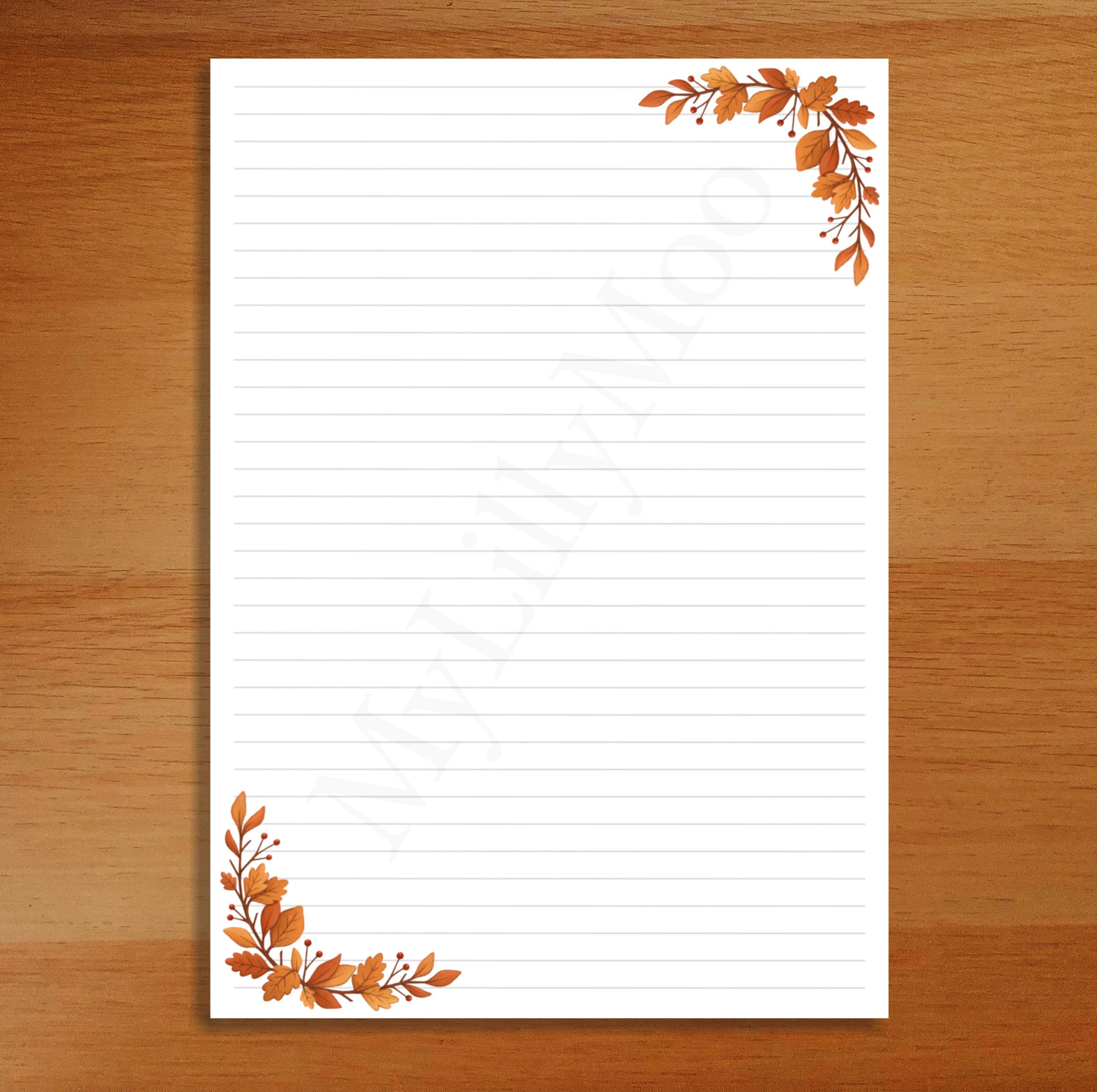 Autumn Leaves Letter Writing Paper Digital Download JW Letter Writing ...