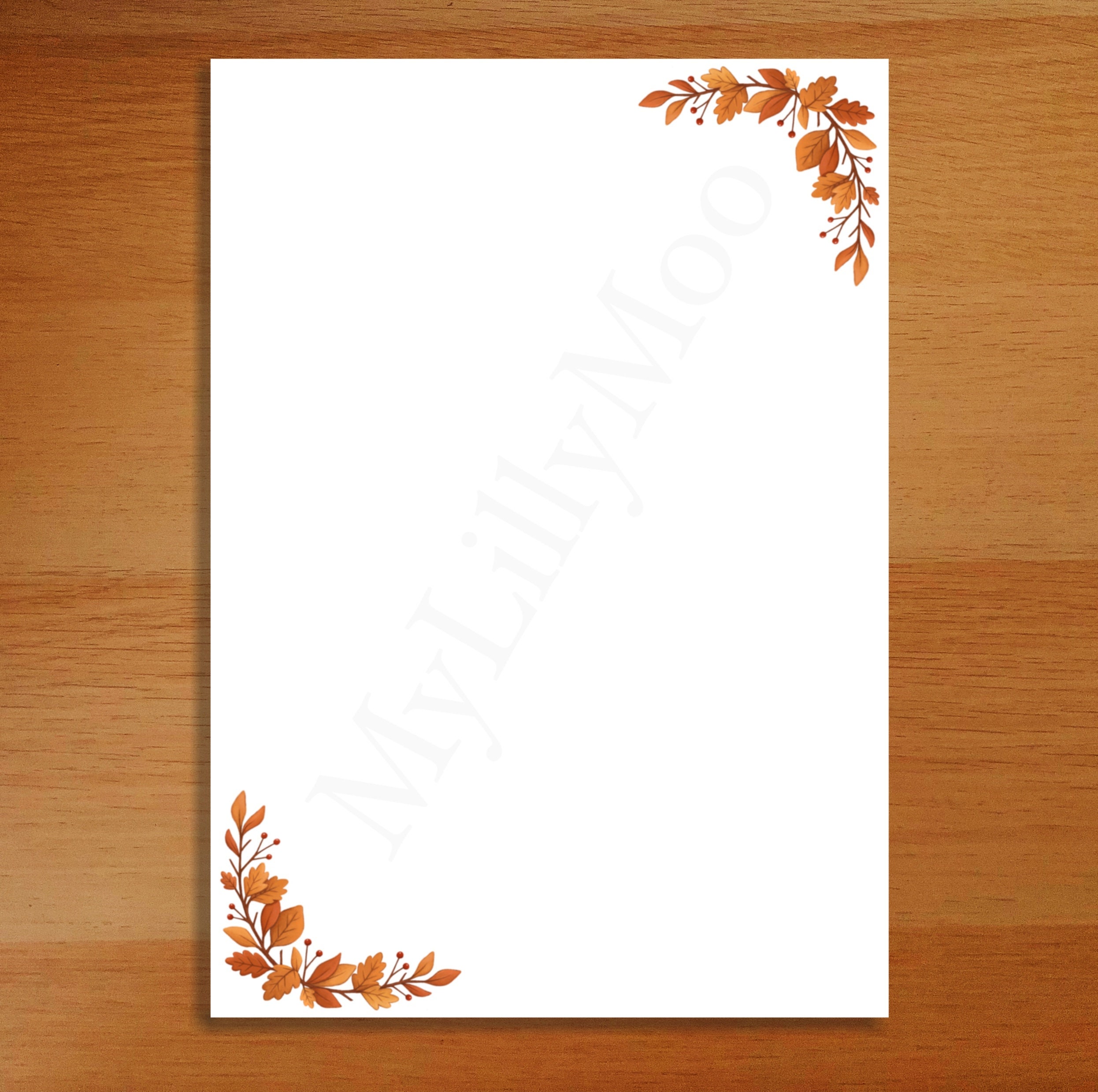 Autumn Leaves Letter Writing Paper Digital Download JW Letter Writing ...