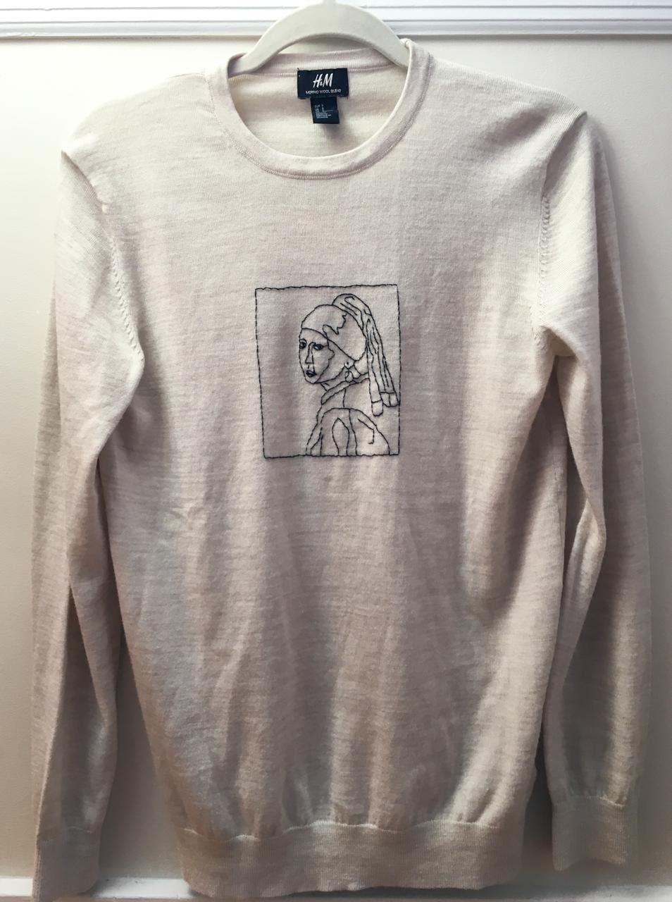 Custom Hand-embroidered Line-art Sweater - Etsy
