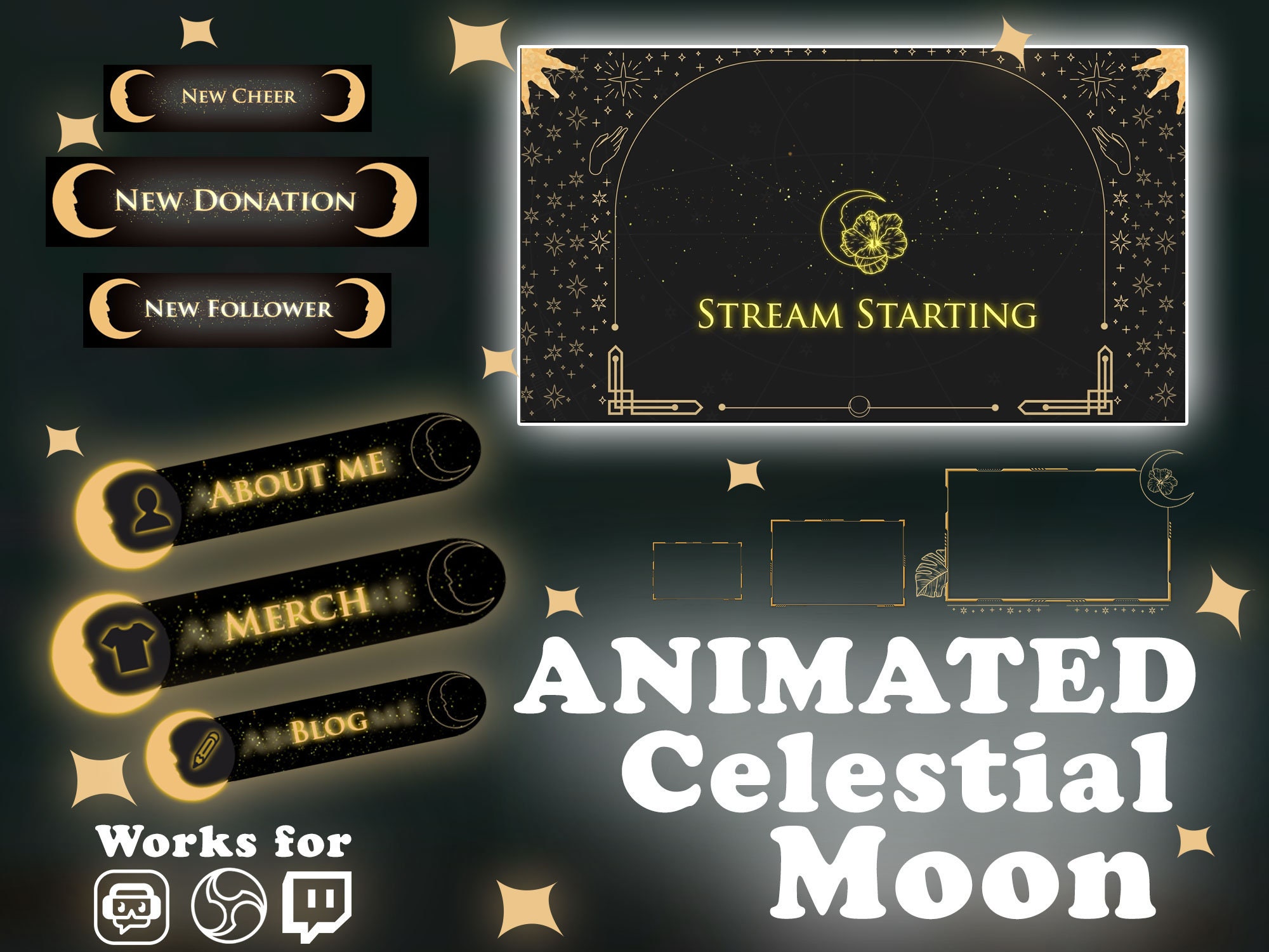 Animated Celestial Twitch Overlays Full Stream Package Celestial for ...