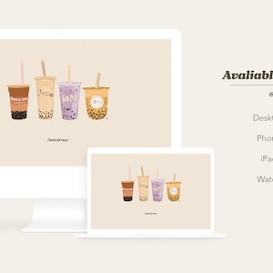 Neutral Bubble Tea Wall Décor - Modern Boba Tea Artwork - Printable ...