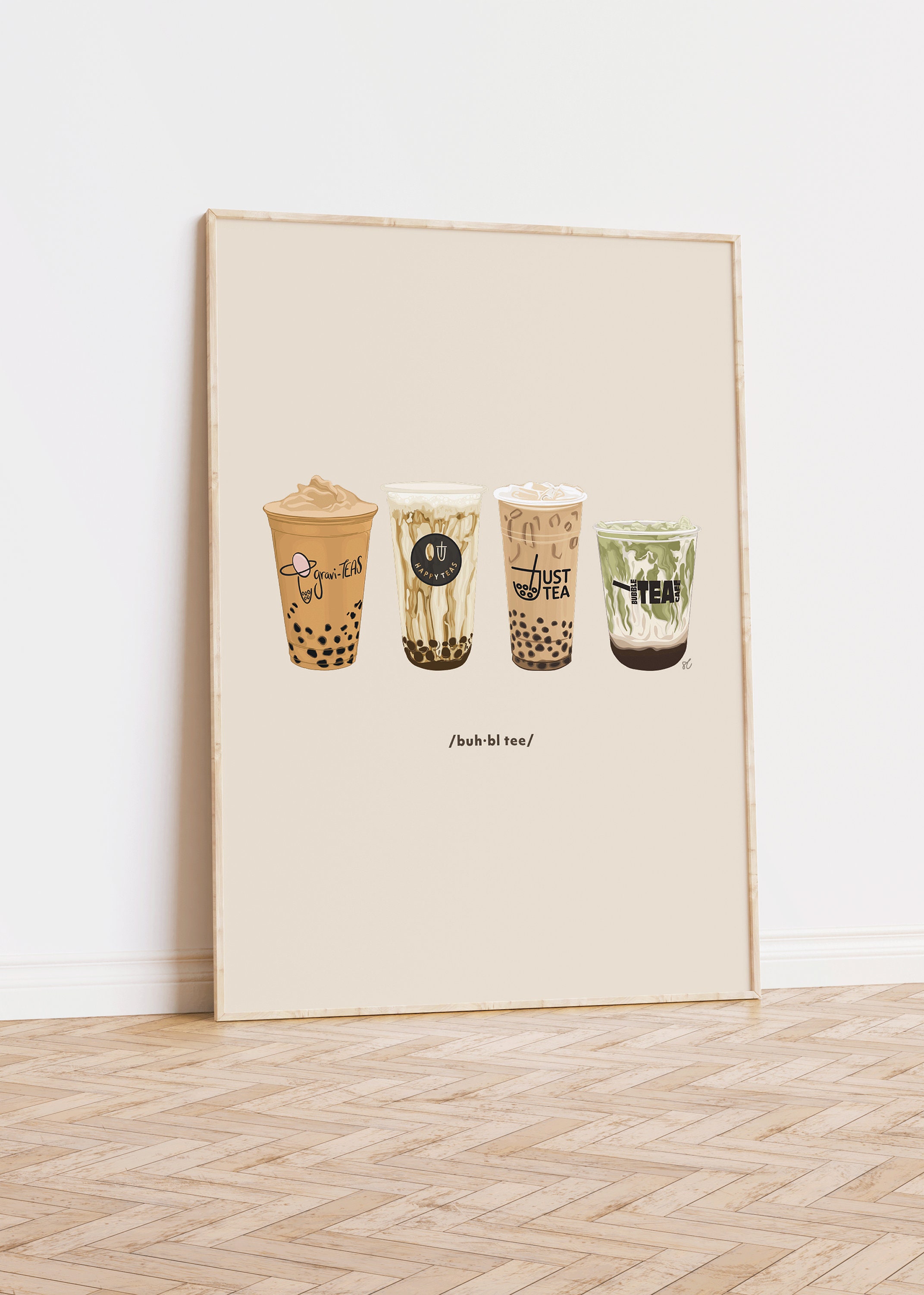 Trendy Boba Tea Print Set - Set of Three Boba Tea Illustrations for ...
