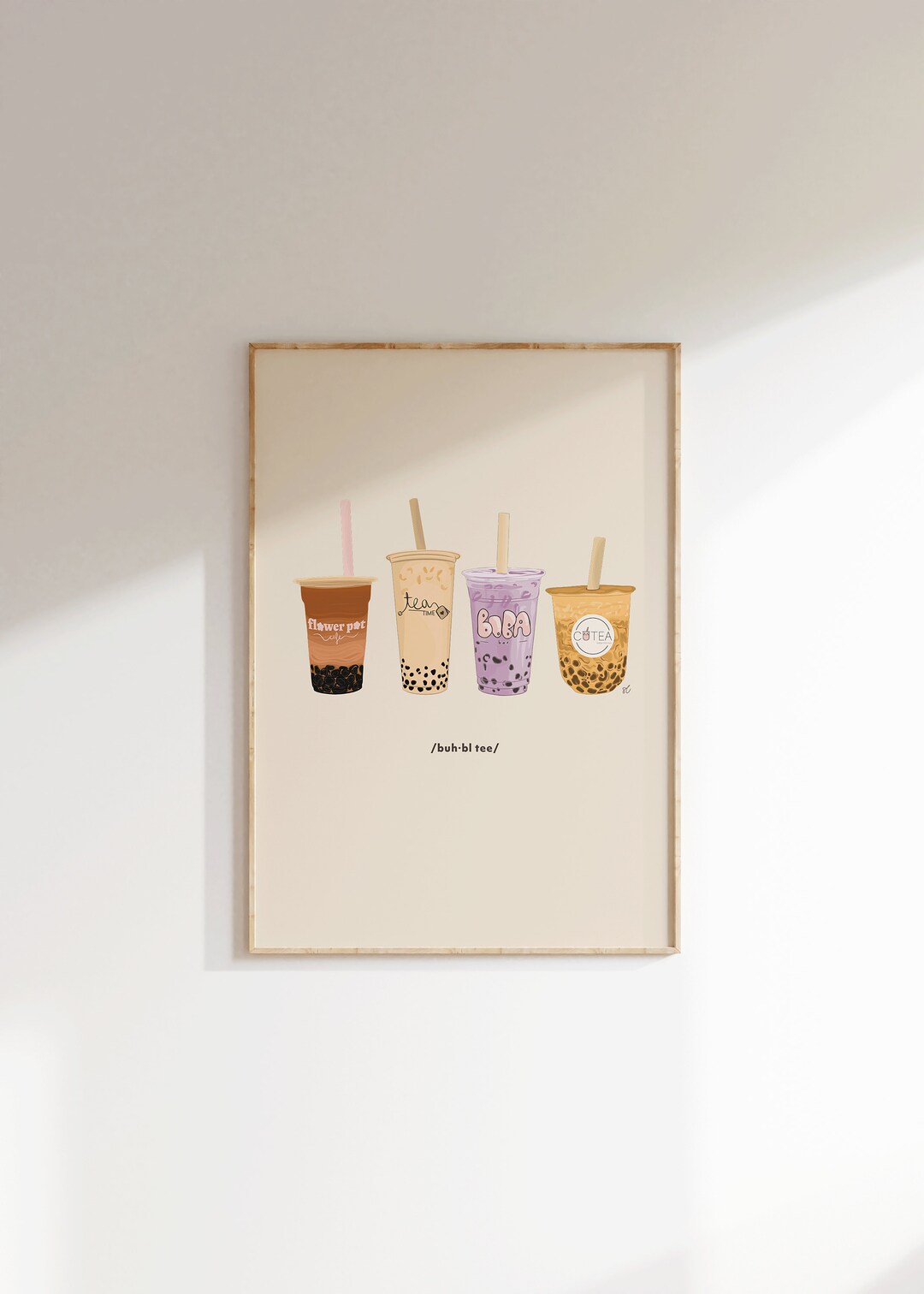 Neutral Bubble Tea Wall Décor - Modern Boba Tea Artwork - Printable ...
