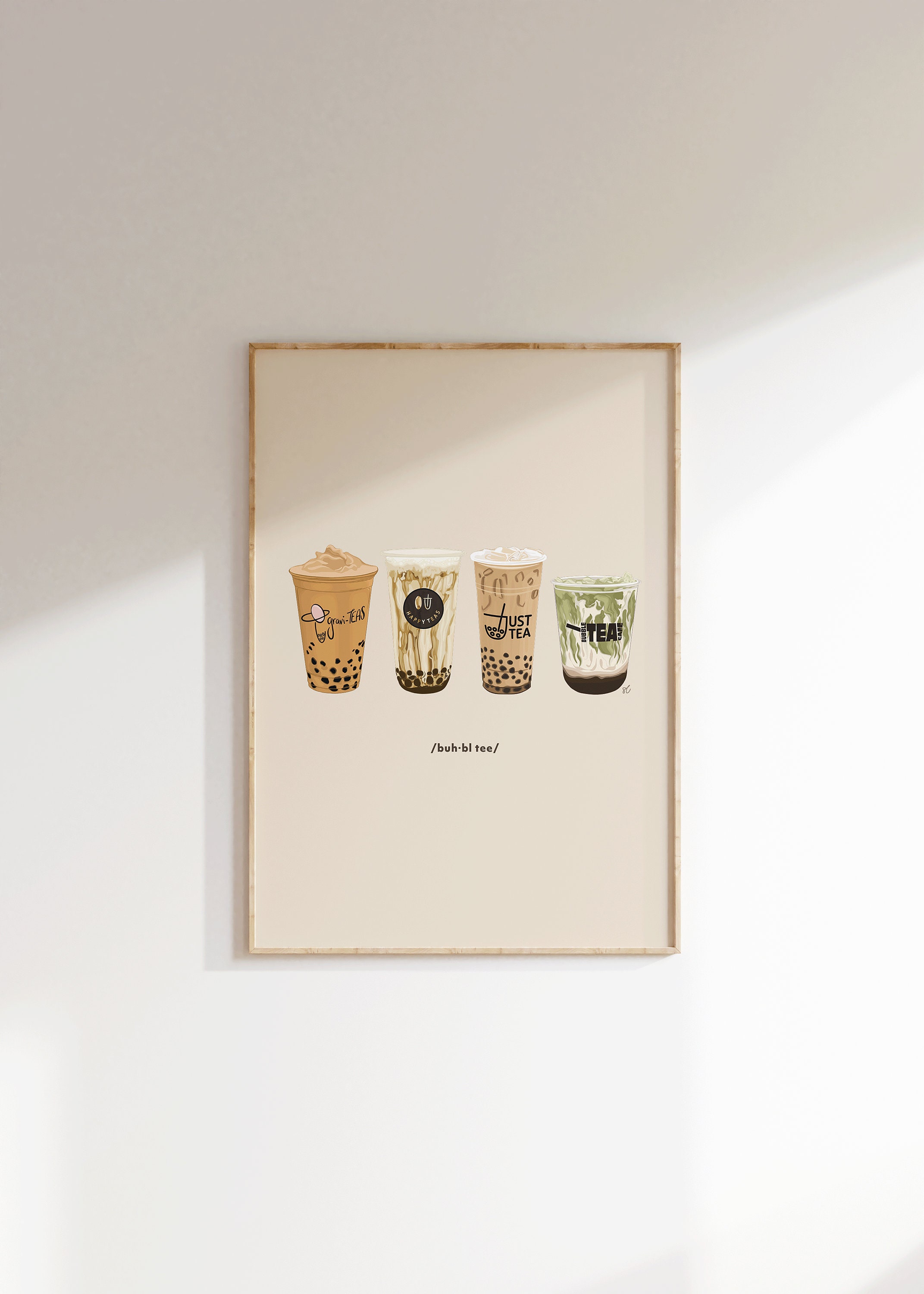 Trendy Boba Tea Print Set - Set of Three Boba Tea Illustrations for ...
