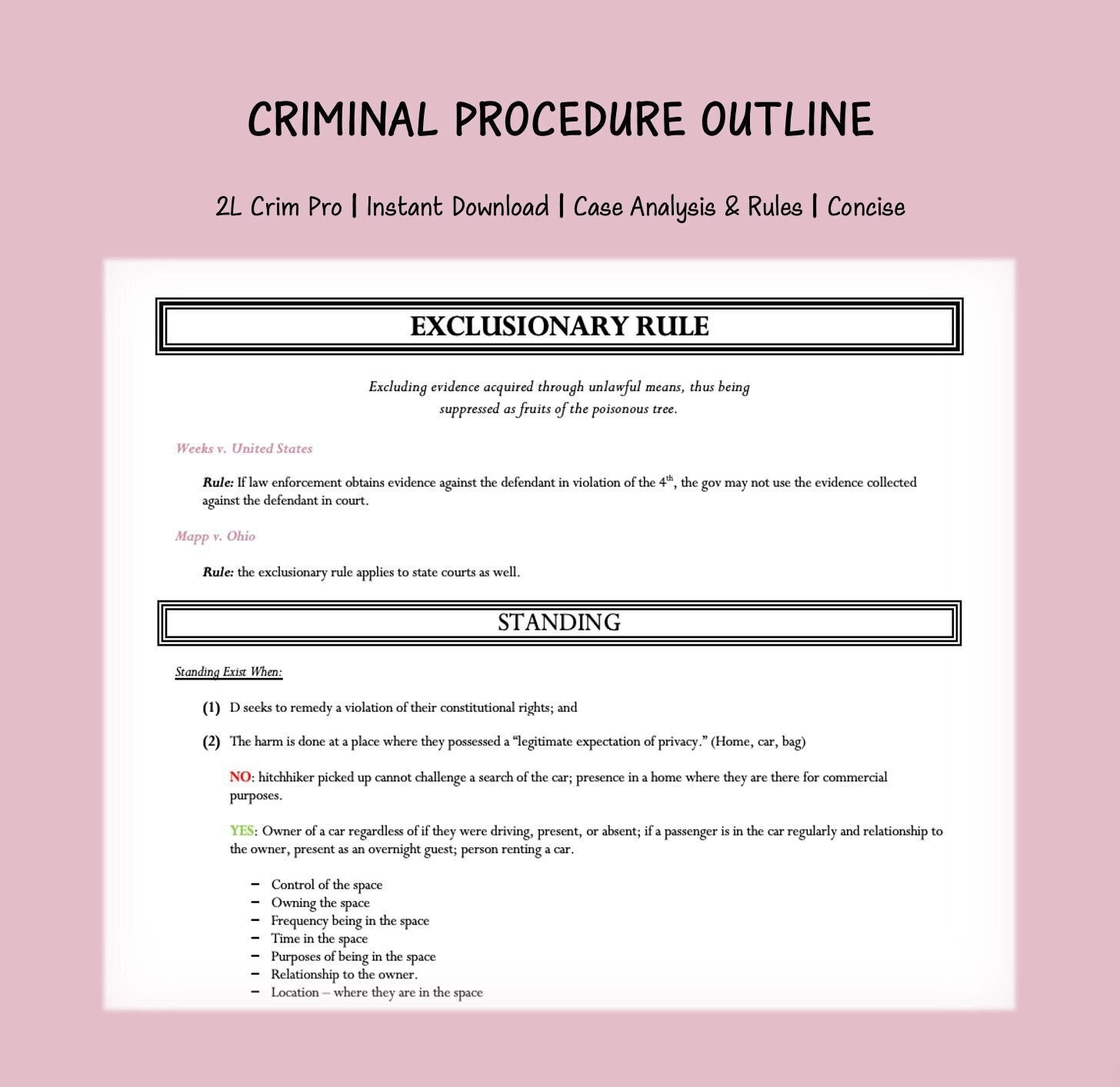 Criminal Procedure Outline Law School Notes - Etsy
