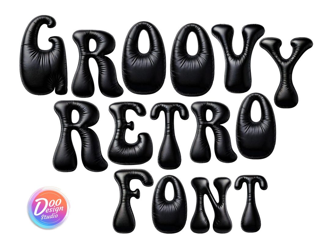 Retro Font, Groovy Font, Digital Download, Alphabet Png, Doodle ...