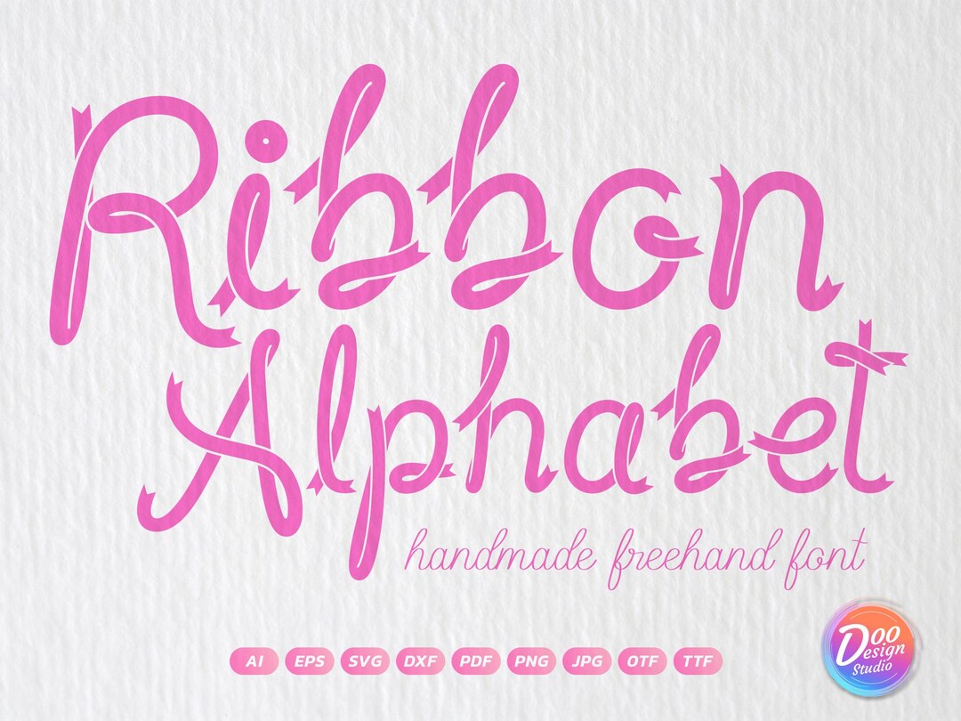 Ribbon Alphabet Font | Handmade Freehand SVG, OTF - Etsy