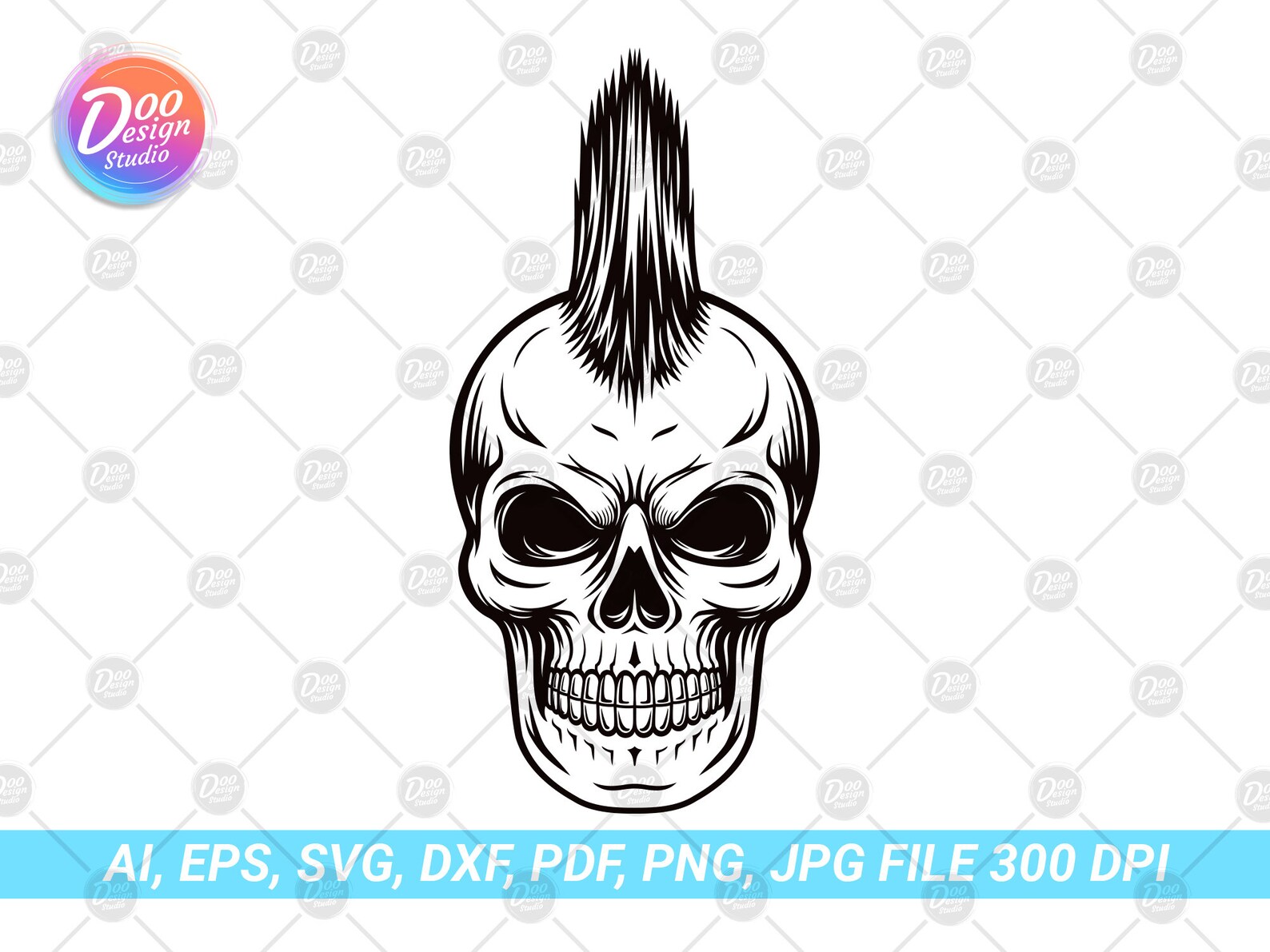 Mohawk Skull Svg, Skull Svg, Skeleton Svg, Skull Clipart, Skull Clip ...