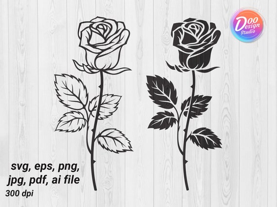 Rose svg flower svg rose clipart rose silhouette flowers | Etsy