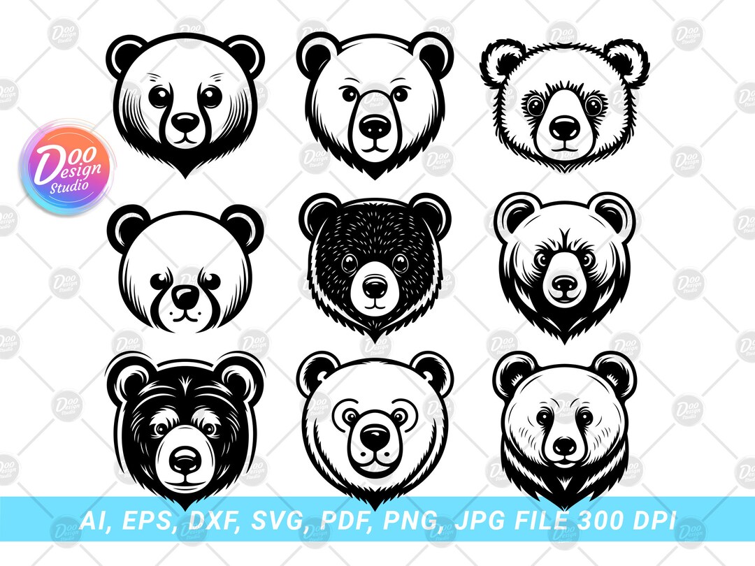 Bear Head Svg, Bear Svg, Bear Head Svg Cut Files for Cricut, Bear Face ...