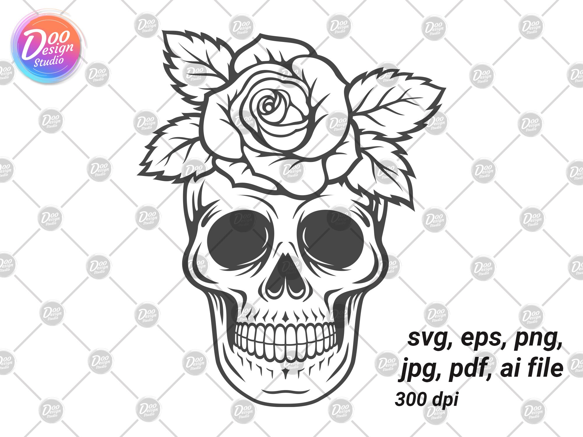 Skull Svg, Skull Roses Svg, Flower Skull Svg, Floral Skull Svg, Skulls ...