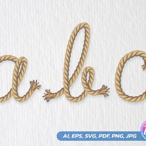 Rope Letters Svg, Fonts Cowboy Svg, Letters Commercial Pdf, Rope Svg ...
