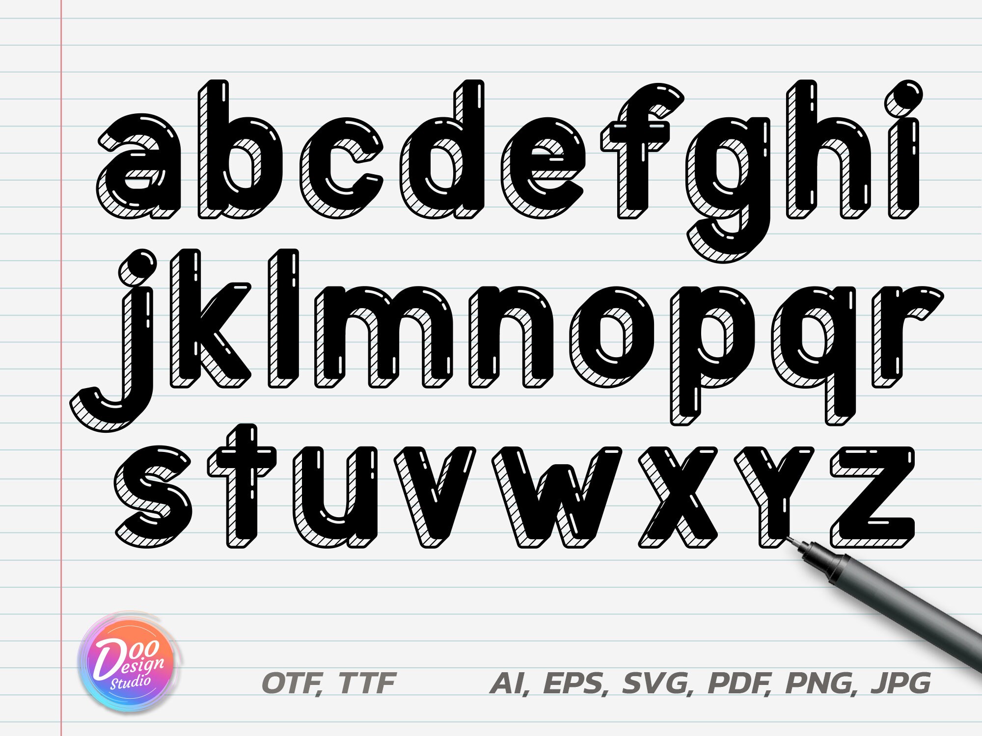 Handwritten 3d Ink Font Alphabet Letter Otf Svg Png, Alphabet Letter ...