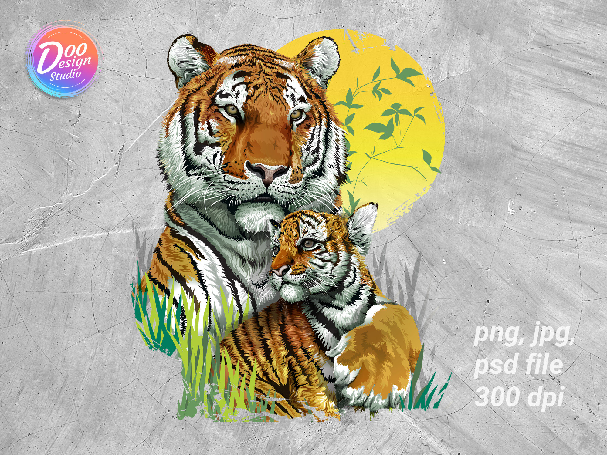 Mom Tiger With Baby PNG, JPG Cut File - Etsy