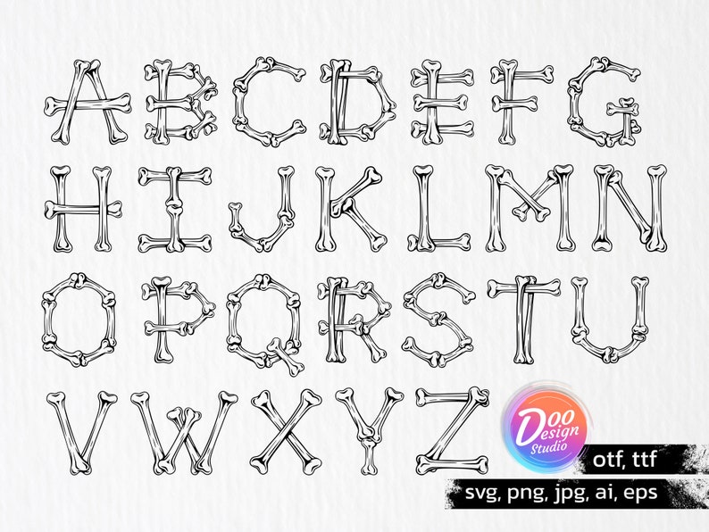 Halloween Font Otf, Halloween Font Svg, Bones Font Otf, Bone Font ...