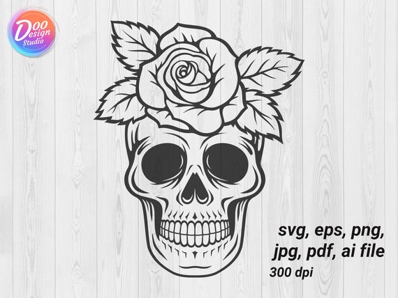 Skull Svg Skull Roses Svg Flower Skull Svg Floral Skull | Etsy