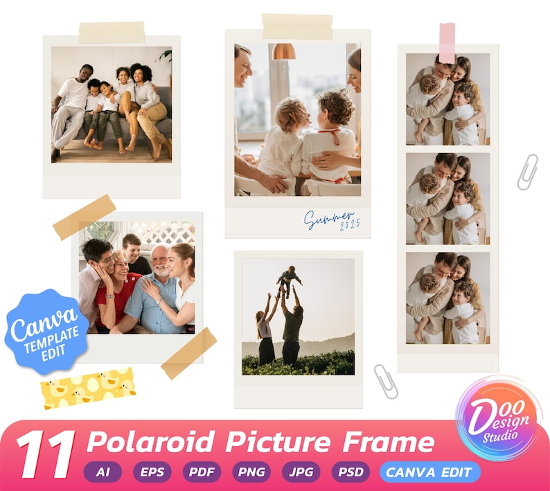 Polaroid Picture Frame Canva Template, Polaroid Photo Template, Custom ...