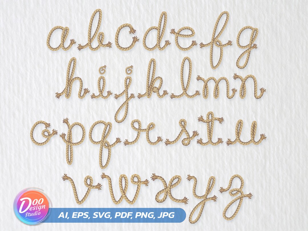 Rope Letters Svg, Fonts Cowboy Svg, Letters Commercial Pdf, Rope Svg ...