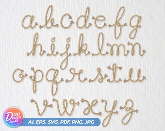 Rope Letters Svg, Fonts Cowboy Svg, Letters Commercial Pdf, Rope Svg ...
