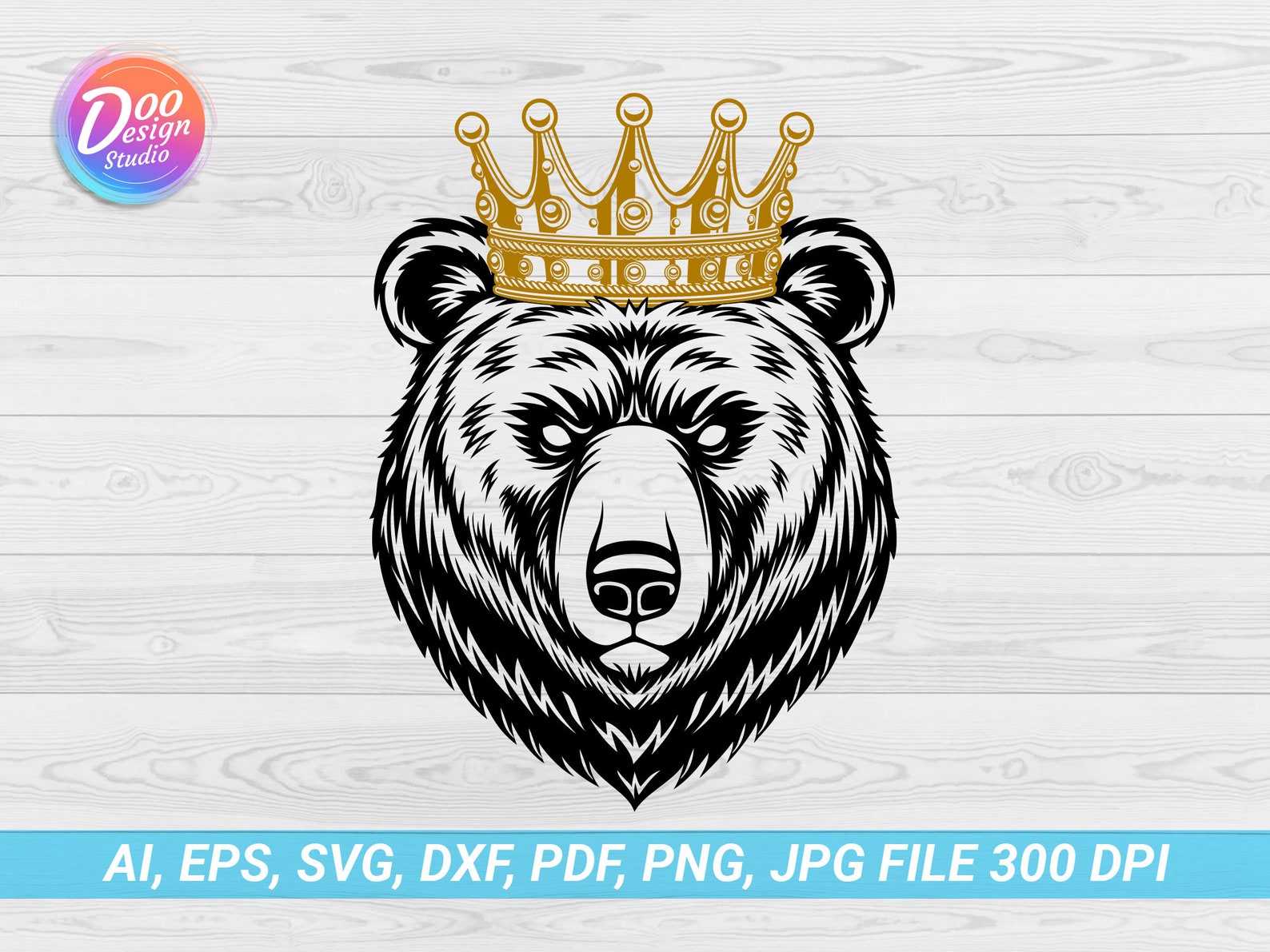 Bear Svg, King Bear Svg, Bear in Crown Svg, Bear Head Svg, Bear Clipart ...