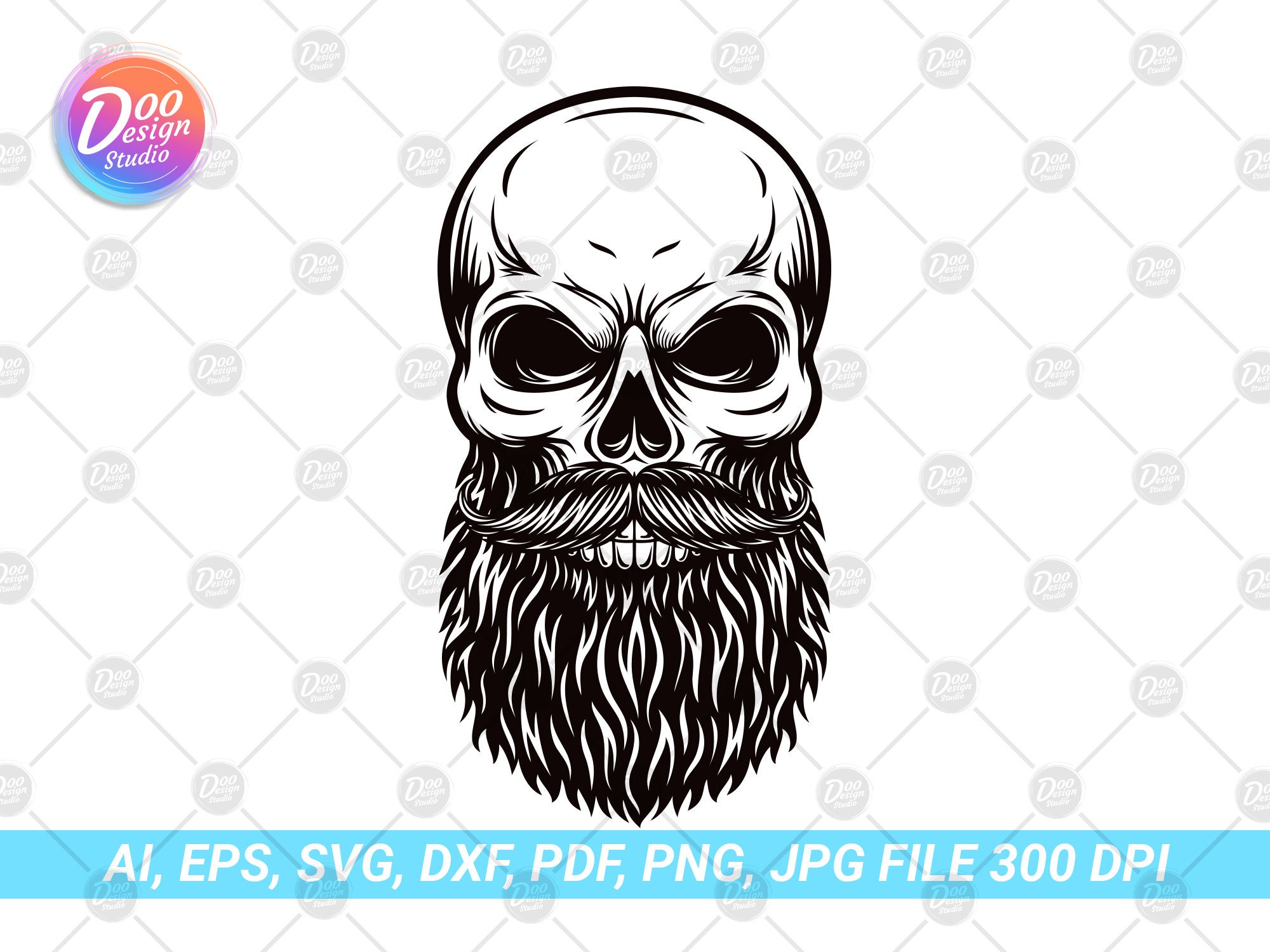 Bearded Skull, Skull Svg, Skull Clipart, Bearded Man Skull Svg, Bearded ...