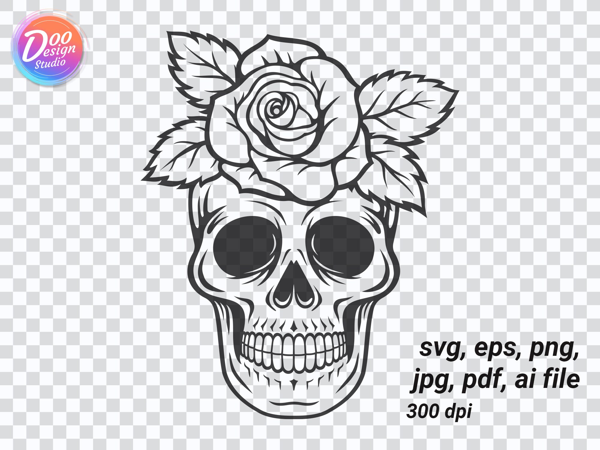 Skull Svg, Skull Roses Svg, Flower Skull Svg, Floral Skull Svg, Skulls ...