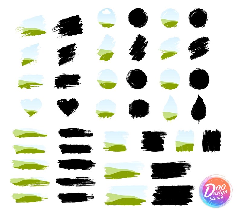 21 Paint Brush Border Frame Bundle | Canva Template | Bleach Effect ...