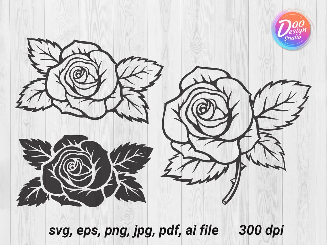Rose Svg, Rose Bundle Svg, Flower Svg, Rose Silhouette, Flowers Svg ...