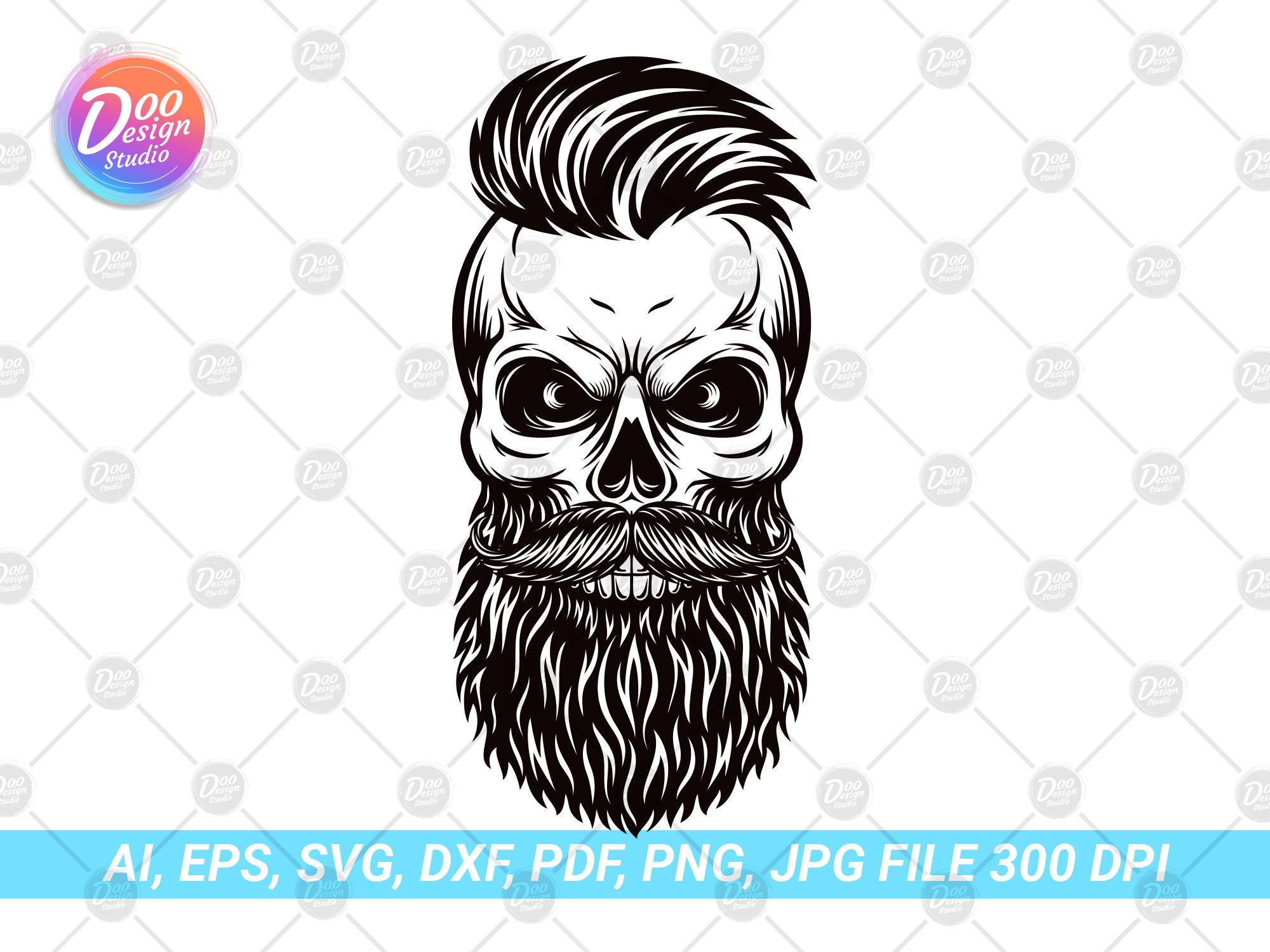 Bearded Skull, Skull Svg, Skull Clipart, Bearded Man Skull Svg, Bearded ...