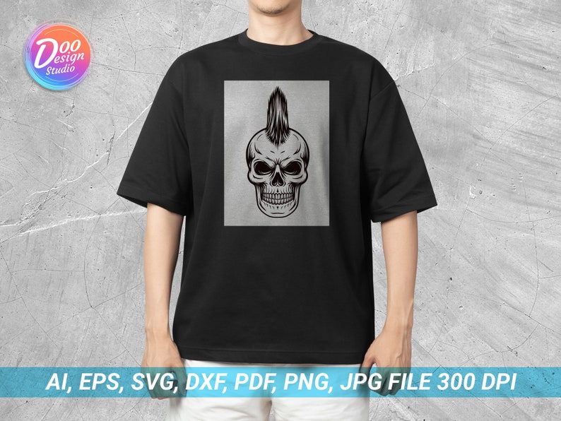 Mohawk Skull Svg, Skull Svg, Skeleton Svg, Skull Clipart, Skull Clip ...