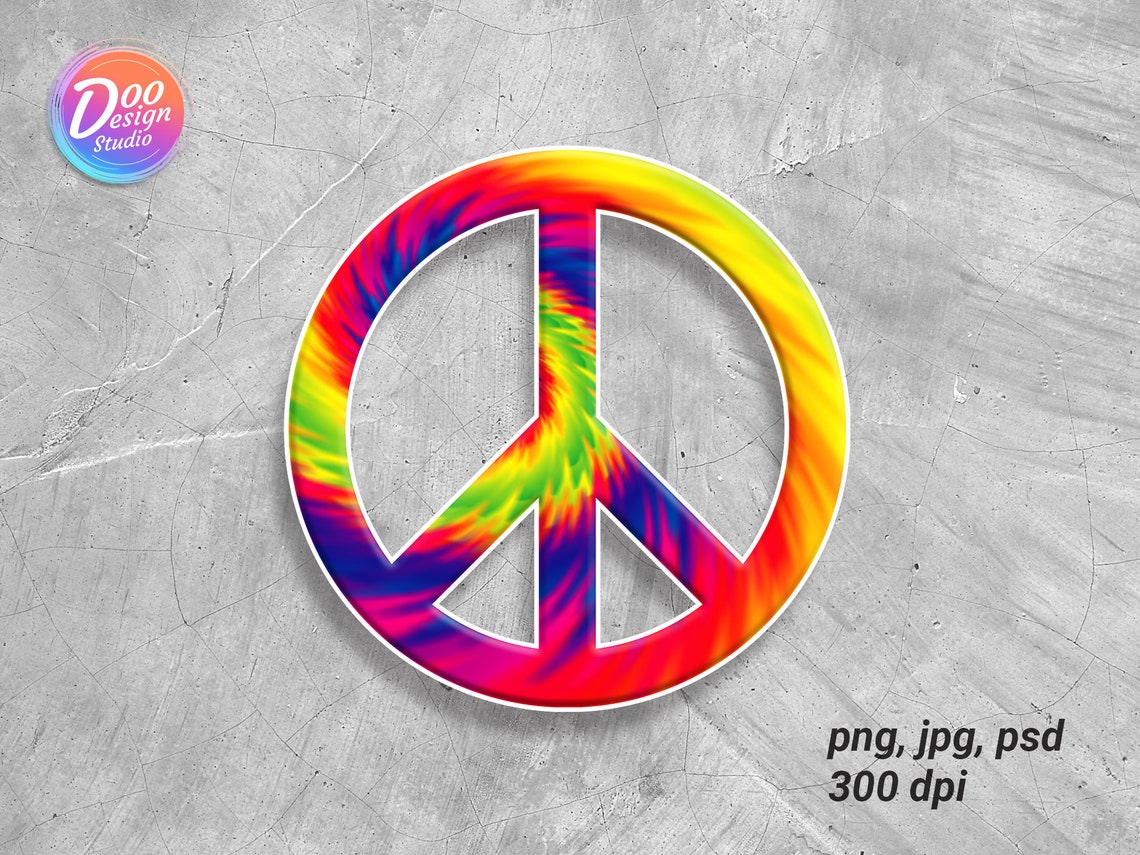 Rainbow Tie Dye Peace Sign PNG, Tapestry Printable (digital Download ...