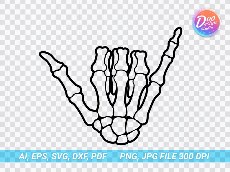 Shaka Skeleton Hand, Sign Svg, Peace Sign Svg, Skeleton Svg, Skeleton ...