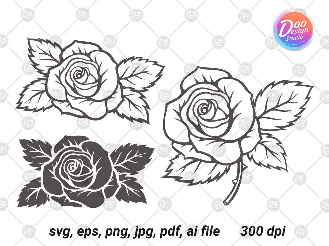 Rose Svg, Rose Bundle Svg, Flower Svg, Rose Silhouette, Flowers Svg ...