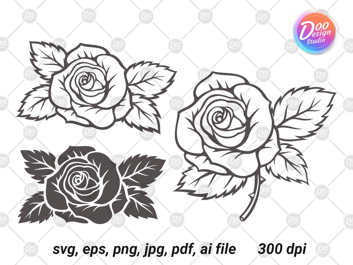 Rose Svg, Rose Bundle Svg, Flower Svg, Rose Silhouette, Flowers Svg ...