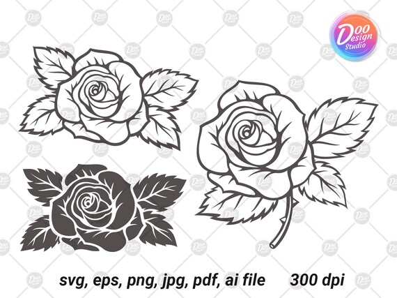 Rose Svg Rose Bundle Svg Flower Svg Rose Silhouette - Etsy