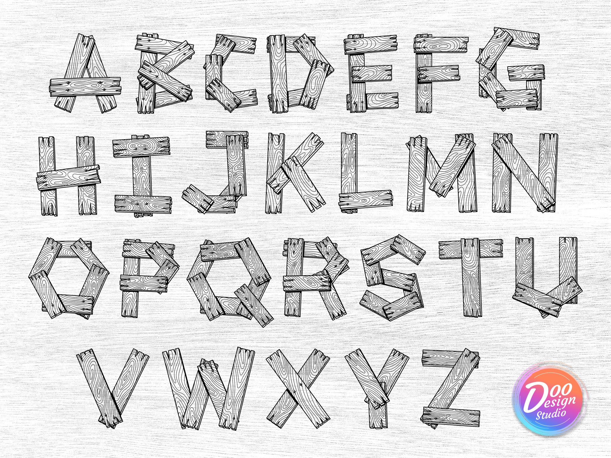 Wooden Letters Svg, Letters Svg, Letters Laser Cut Files Svg, Svg Files ...